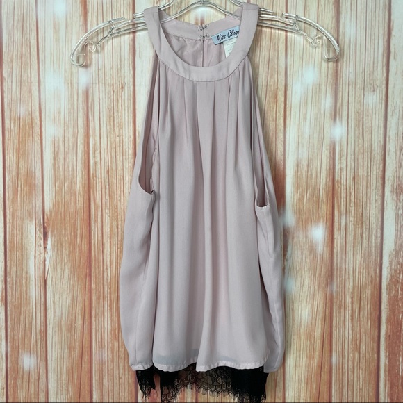 Miss Closet | Tops | Vintage Style Blush Pink And Lace High Neck Tank ...